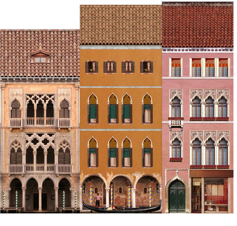 Venice Paper Houses. 5 DIY 3D Models. Matching Coloring Pages as a ...