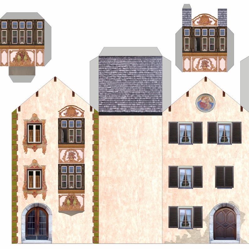 Tyrolean Alps Houses Paper Houses Set. 3 Authentic High Resolution ...