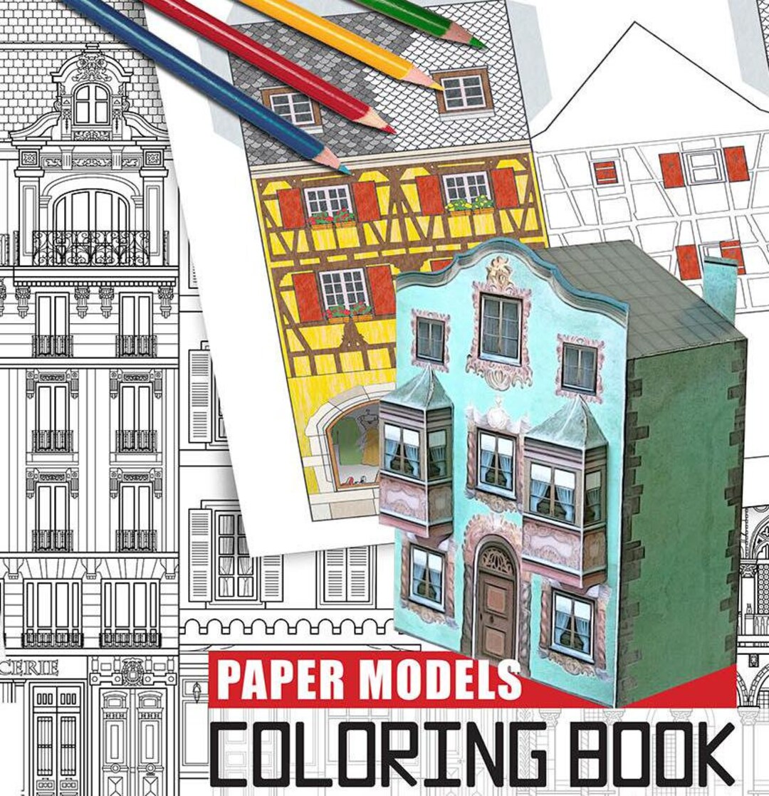 Papercraft & Coloring Kit: 6 Tyrolean Austrian Houses. Printable 3D ...