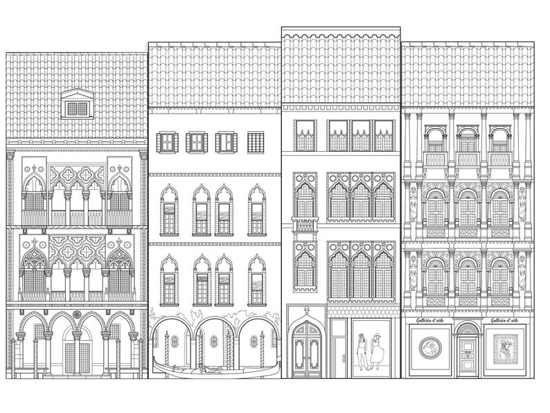 Venice Paper Houses. 5 DIY 3D Models. Matching Coloring Pages as a ...