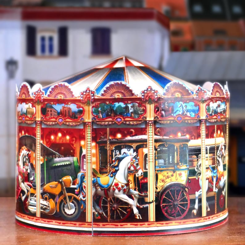 Paper Lantern Carousel Model With Ponies. Ambiance Light Shade ...