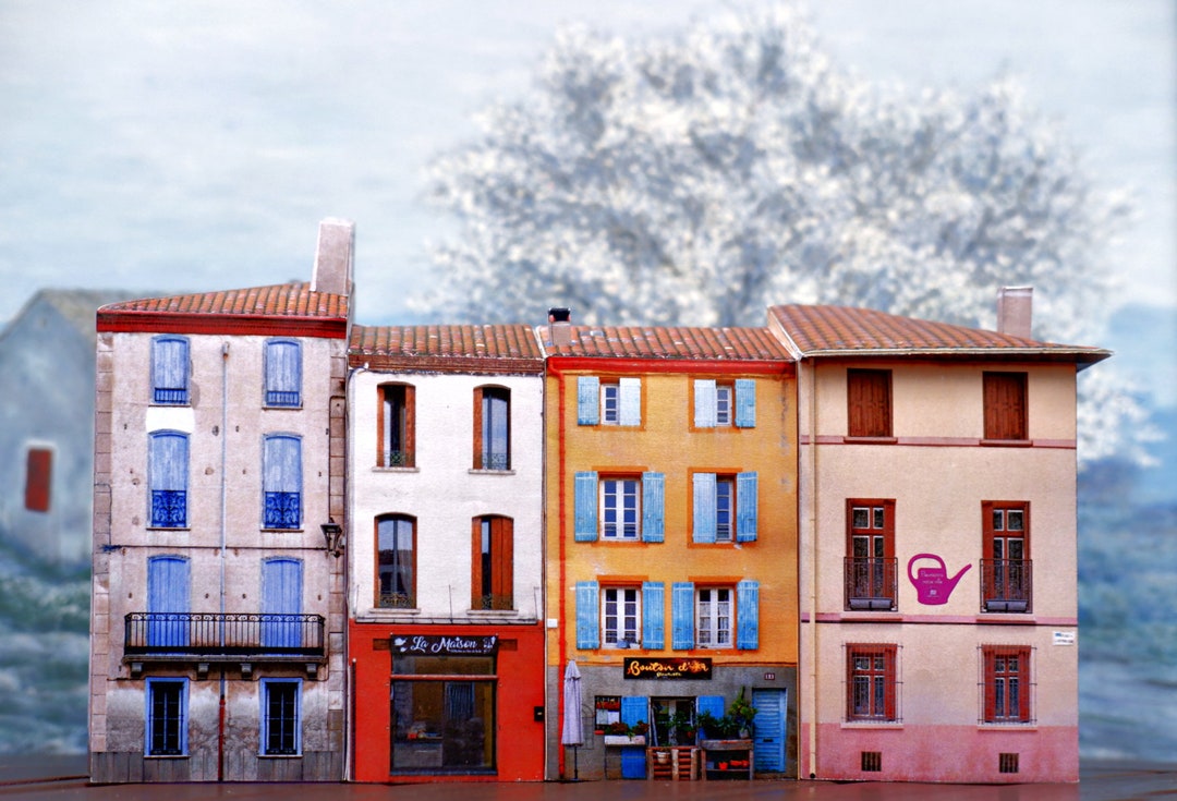 Papercraft & Coloring Kit: French Mediterranean Village Paper Houses ...