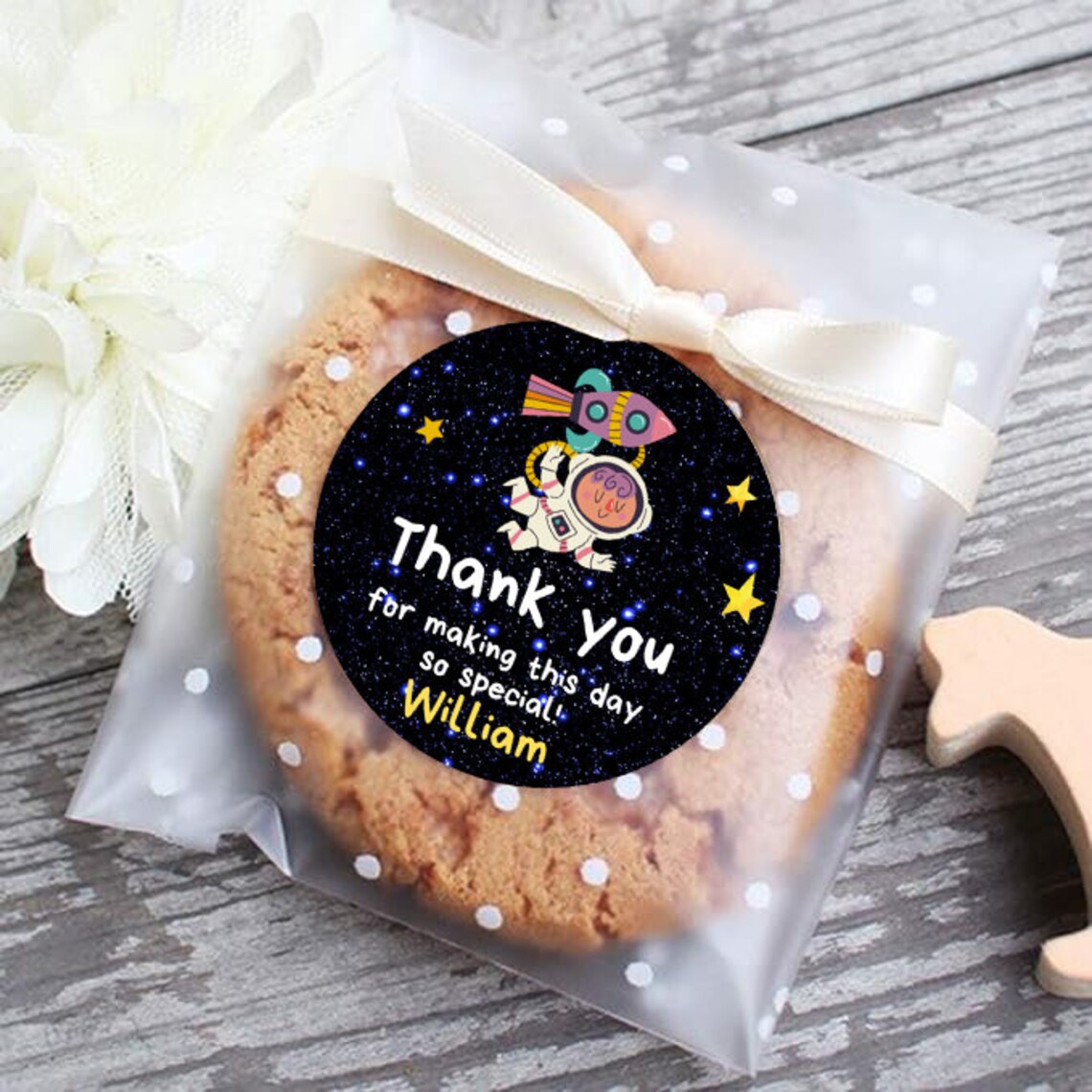 Astronaut Thank You Tags, Editable Round, Astronaut Sticker, Galaxy ...
