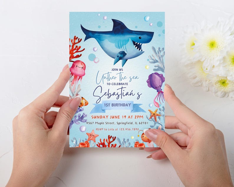 Editable Under the Sea Birthday Invitation, Editable Ocean Animal Party ...