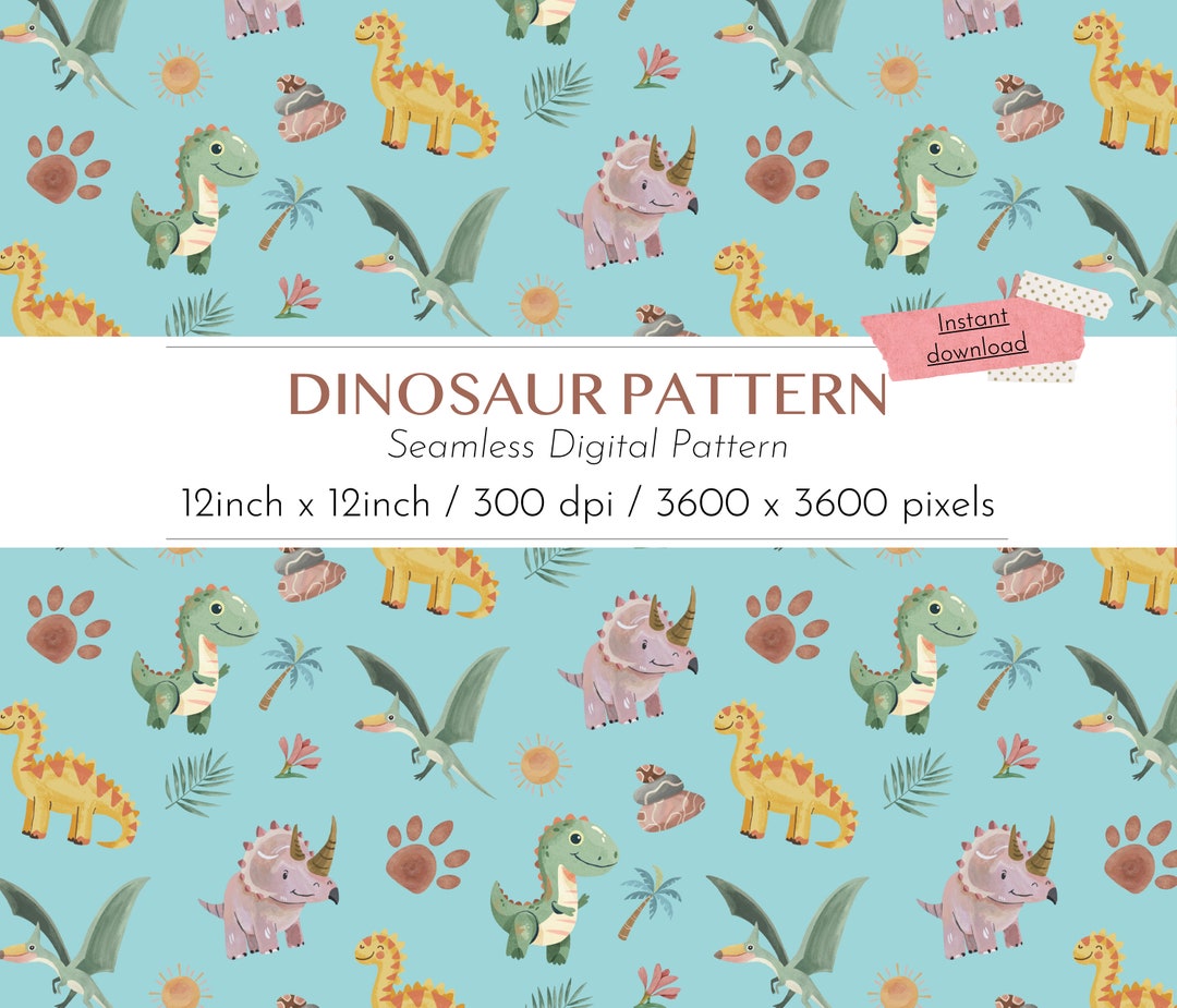 Digital Dinosaur Pattern Watercolor Seamless, Digital Paper, Patterns ...