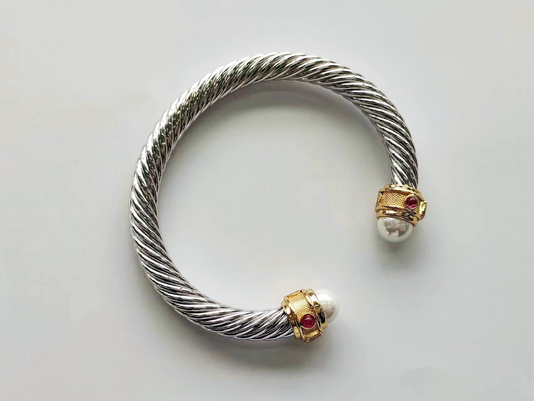 Gift for Her/dy Cable Purple Blue Pearl Open Gold Head Bracelet - Etsy