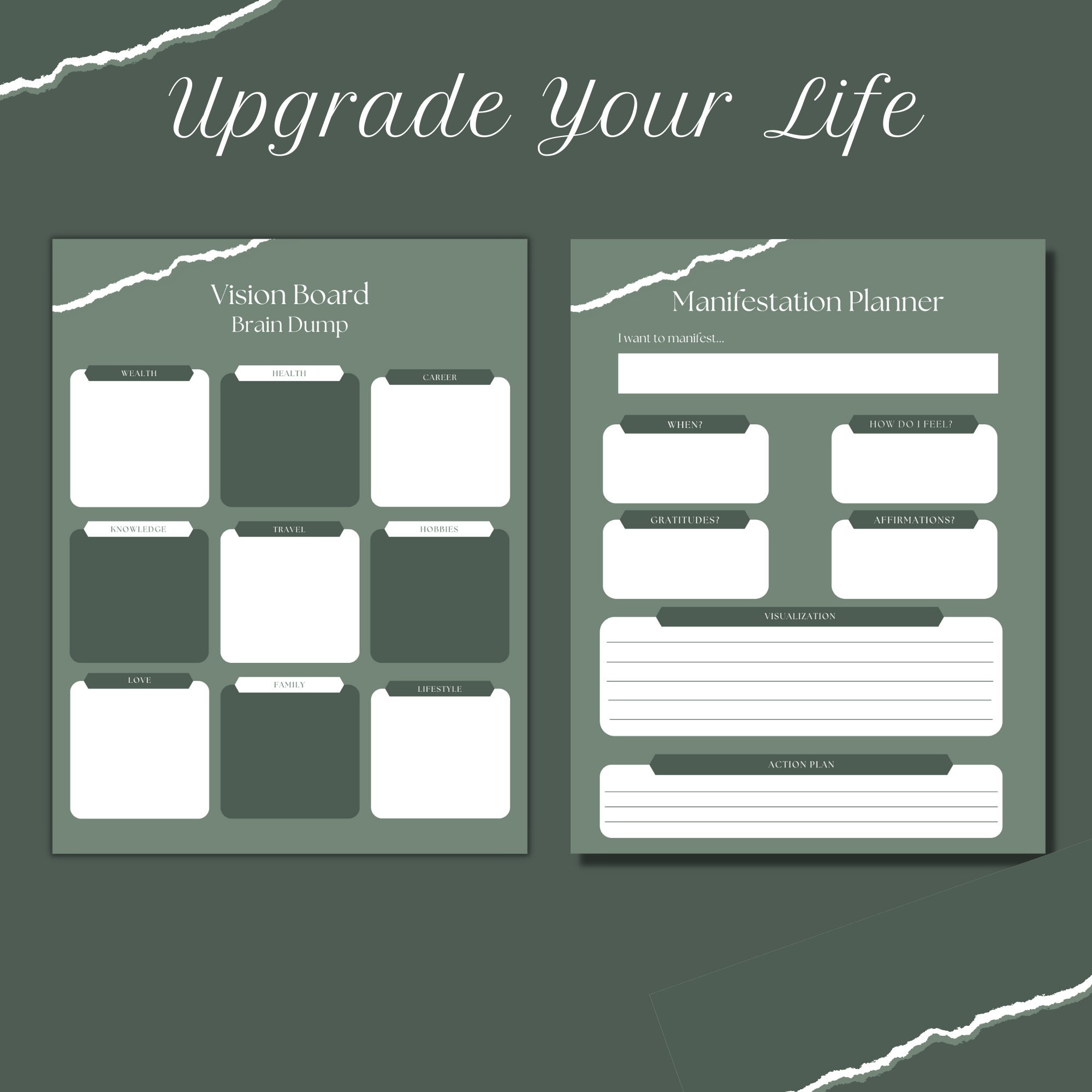 Vision Board, Printable Goals Planner, Journal Pages, Vision Planner ...