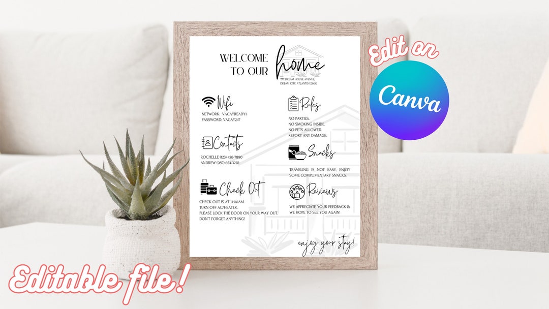 Airbnb Welcome Letter - EDITABLE ON CANVA - Etsy