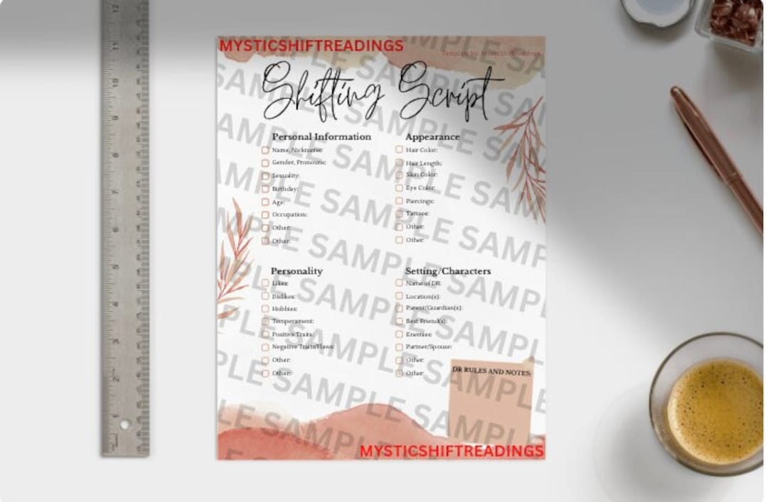 SPECIFIC Shifting Script Template, Digital Script, Printable Script, DR ...