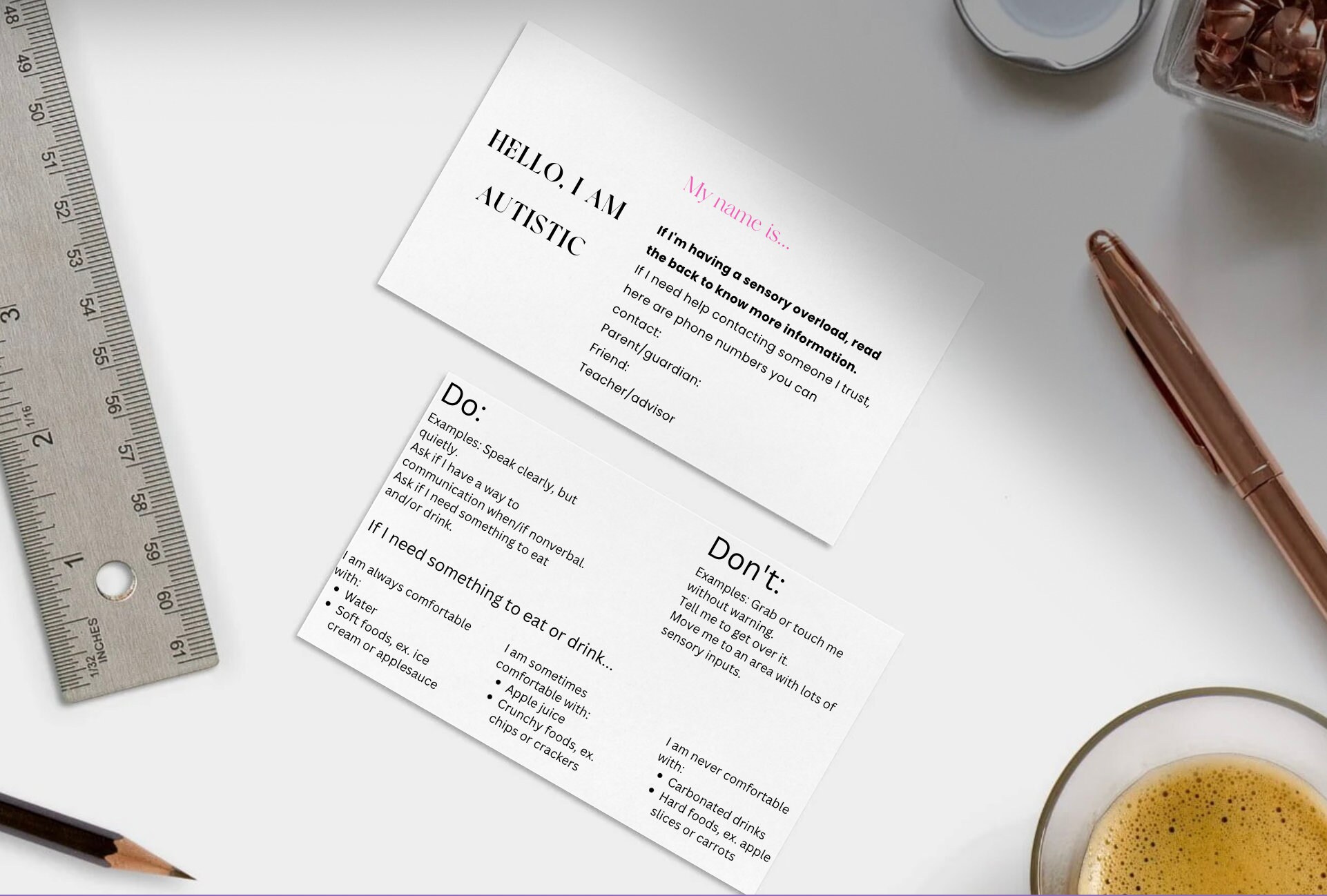 Autism Handout Card for Adults and Teenagers, Digital Download, Print ...