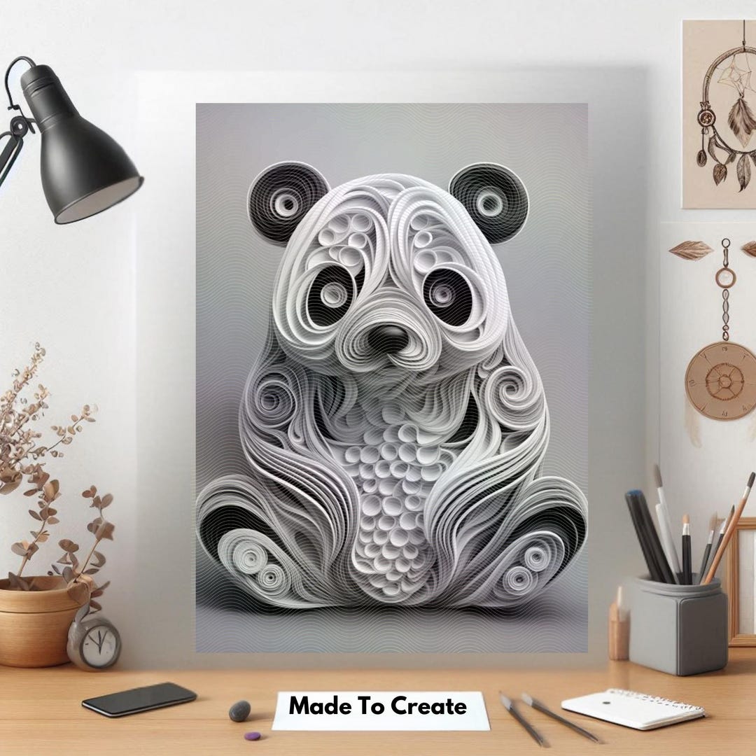 Quilled Panda Art Bundle Digital Download JPG & PNG Files - Etsy