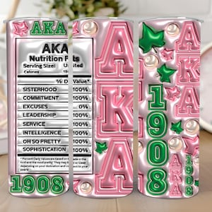 AKA Pink and Green Sorority 20oz Tumbler - Etsy