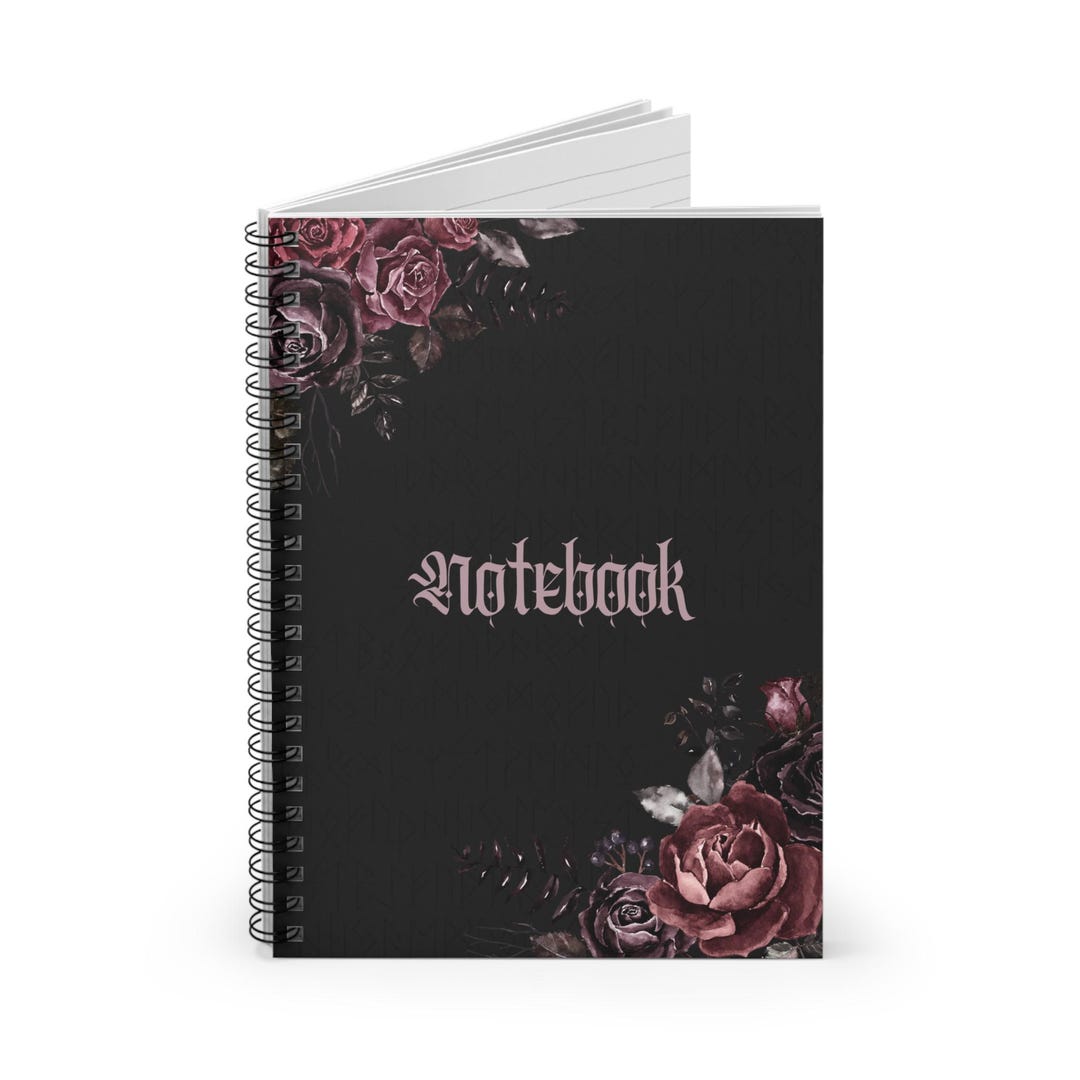 Gothic Notebook - Dark Floral Spiral Journal, Ruled Line, Classy Gift ...
