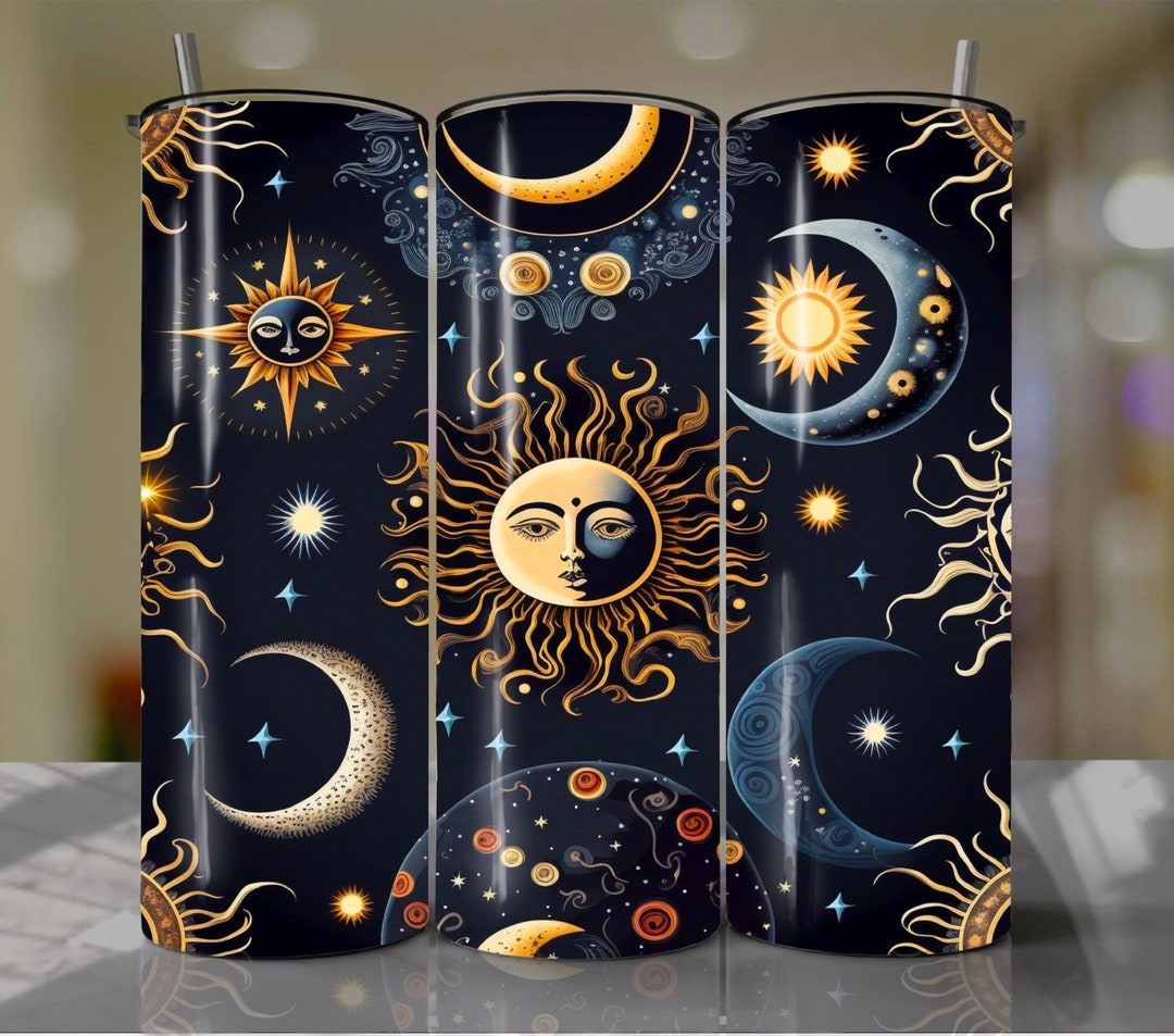 Celestial Sun Moon and Stars Sublimation Tumbler PNG File Design - Etsy