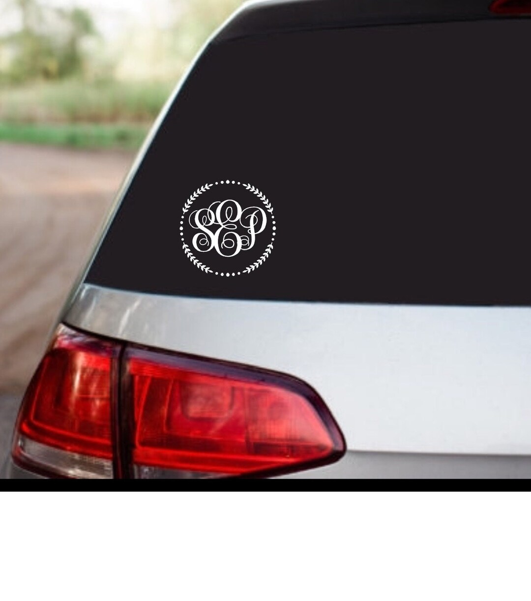 Circular Laurel Monogram Car Window Sticker Decal - Etsy