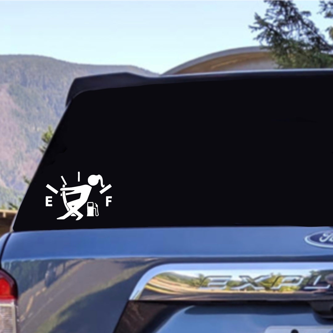 Girl Pulling Gas Gauge Empty Gas Funny Decal Car Sticker Truck Decal ...