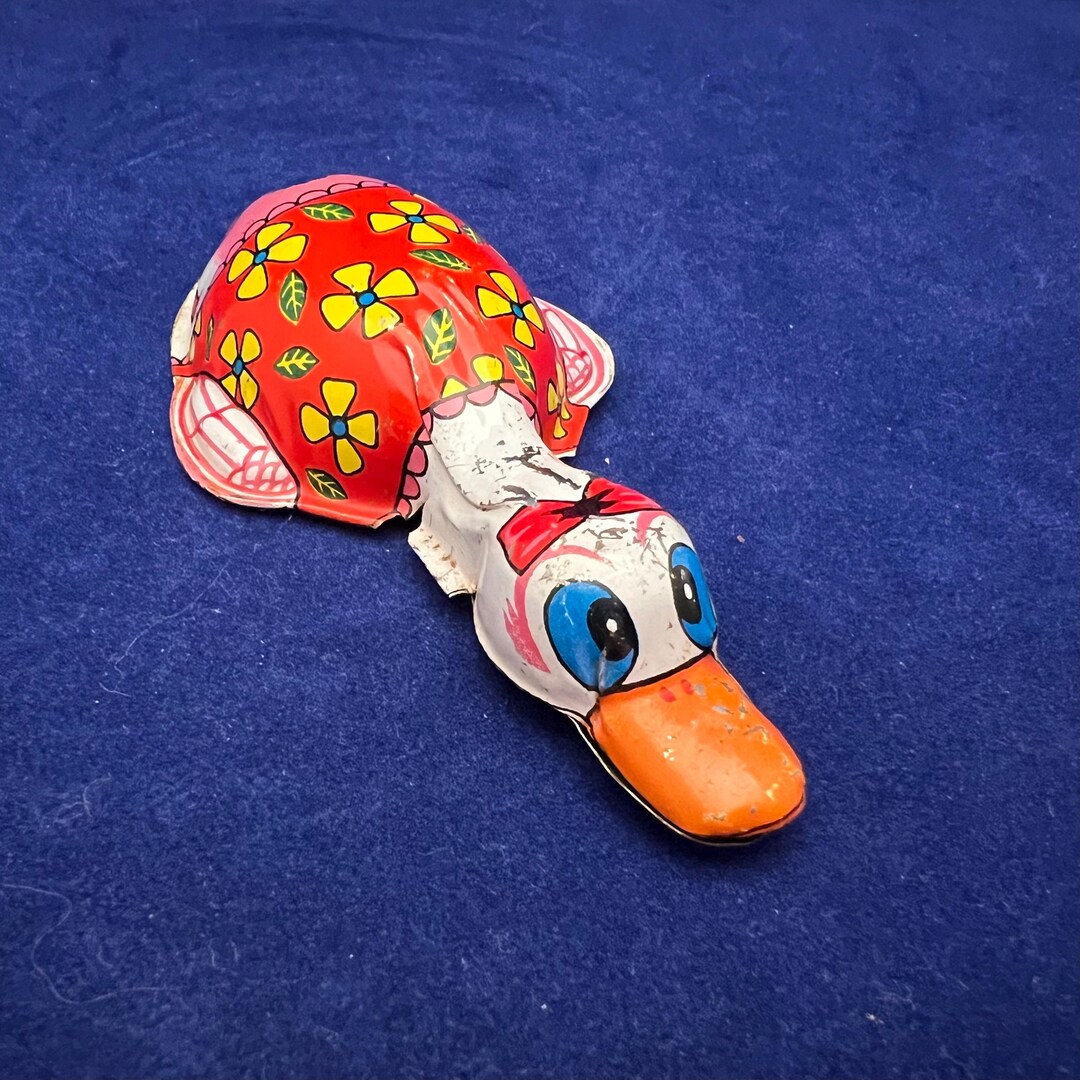 1970s Vintage Tin Duck Noisemaker – Colorful Litho Clicker Toy – Retro ...