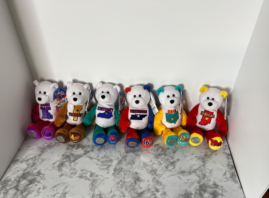 State Quarter Coin Bears - Lot of 6 Plush Collectible Bears With Tags ...