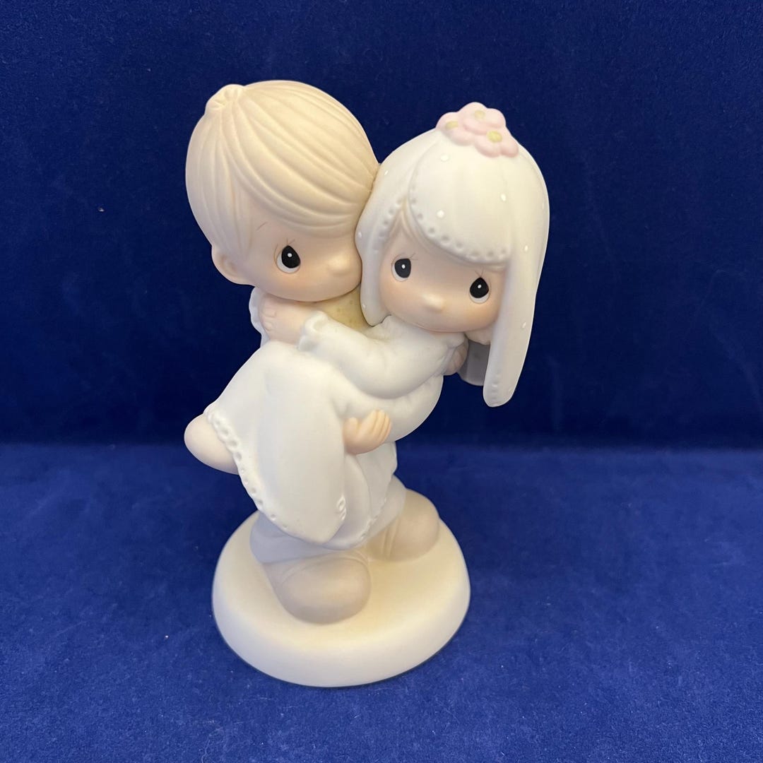 1982 Precious Moments “bless You Two” Groom Carrying Bride Figurine by ...