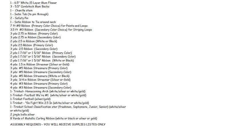 Basic Homecoming Mum Kit, School Spirit, DIY Homecoming Mum, Spirit Mum ...