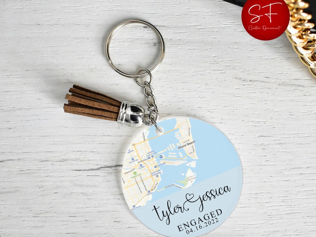 Custom Engagement Map Ornament, Engagement Map Ornament, Custom Engaged ...
