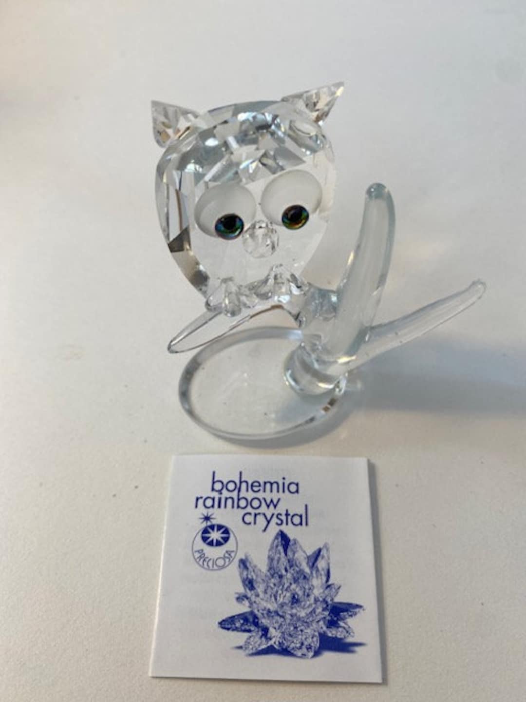 Preciosa Crystal Figurine - Owl - Preciosa Genuine Bohemian Rainbow ...