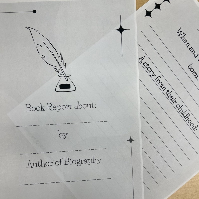 Book Report Template, Biography - Etsy