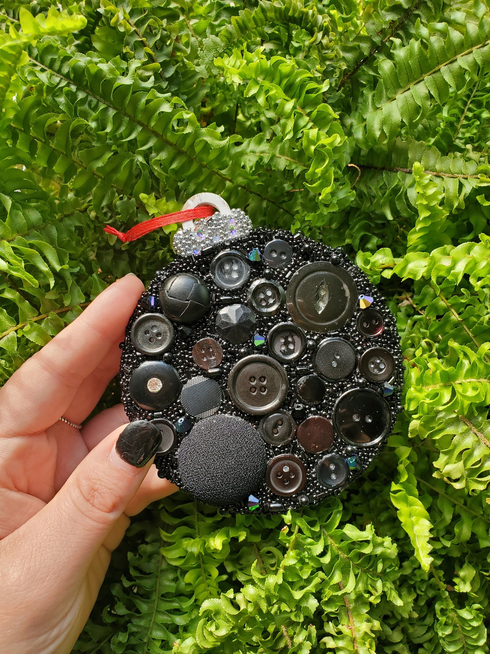 Black Button Ornament, Christmas Ornament, Black Decor, Christmas Decor ...