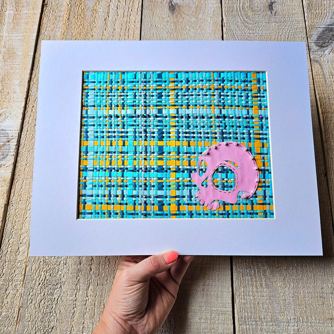 Emo Skull Paper Weave, Skull Artwork, Original Artwork, Paper Art ...