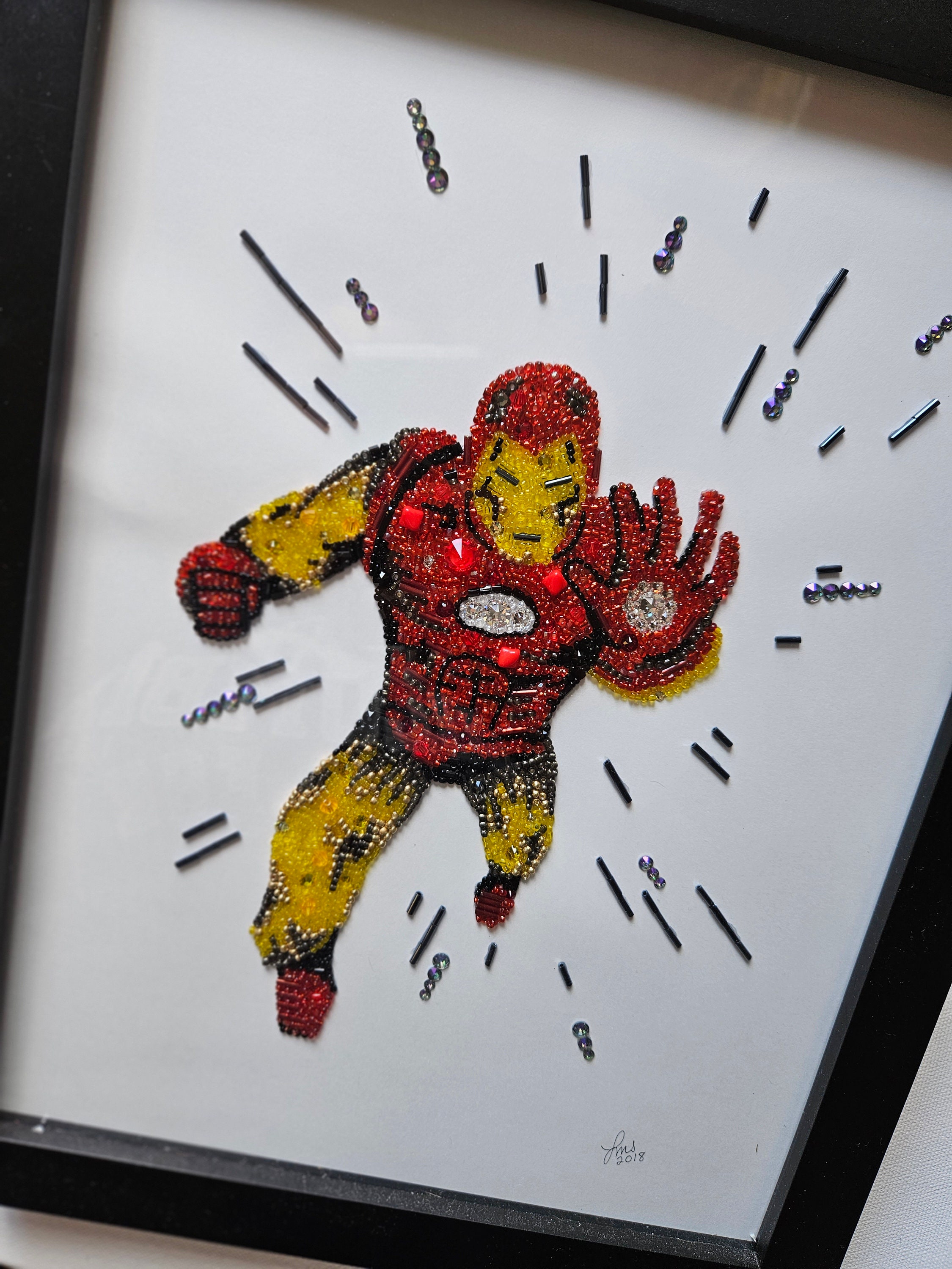 Retro Iron Man Bead Art Marvel Fan Art Unique Gift for Him - Etsy