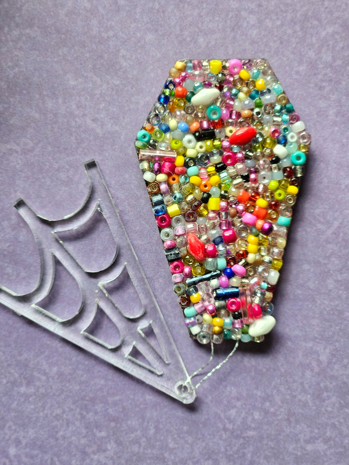 Rainbow Beaded Coffin Magnet With Dangling Spiderweb - Etsy