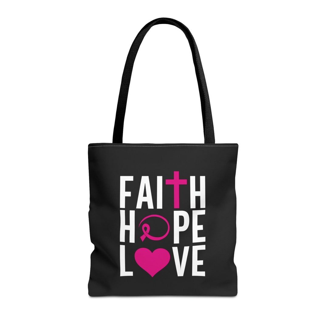 Pink Ribbon Tote Bag, Faith Hope Love, Survivor Tote Bag, Awareness ...