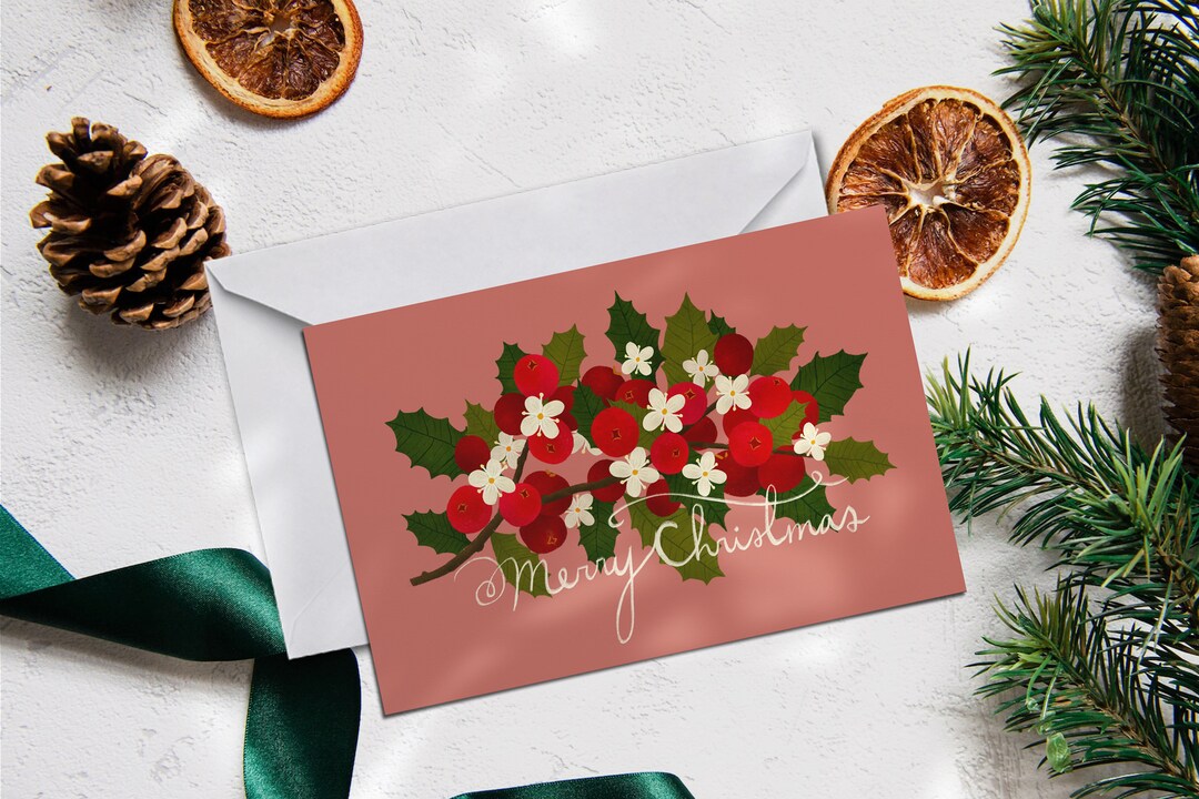 Christmas Card Printable Mistletoe | Holiday Card Digital Download W ...