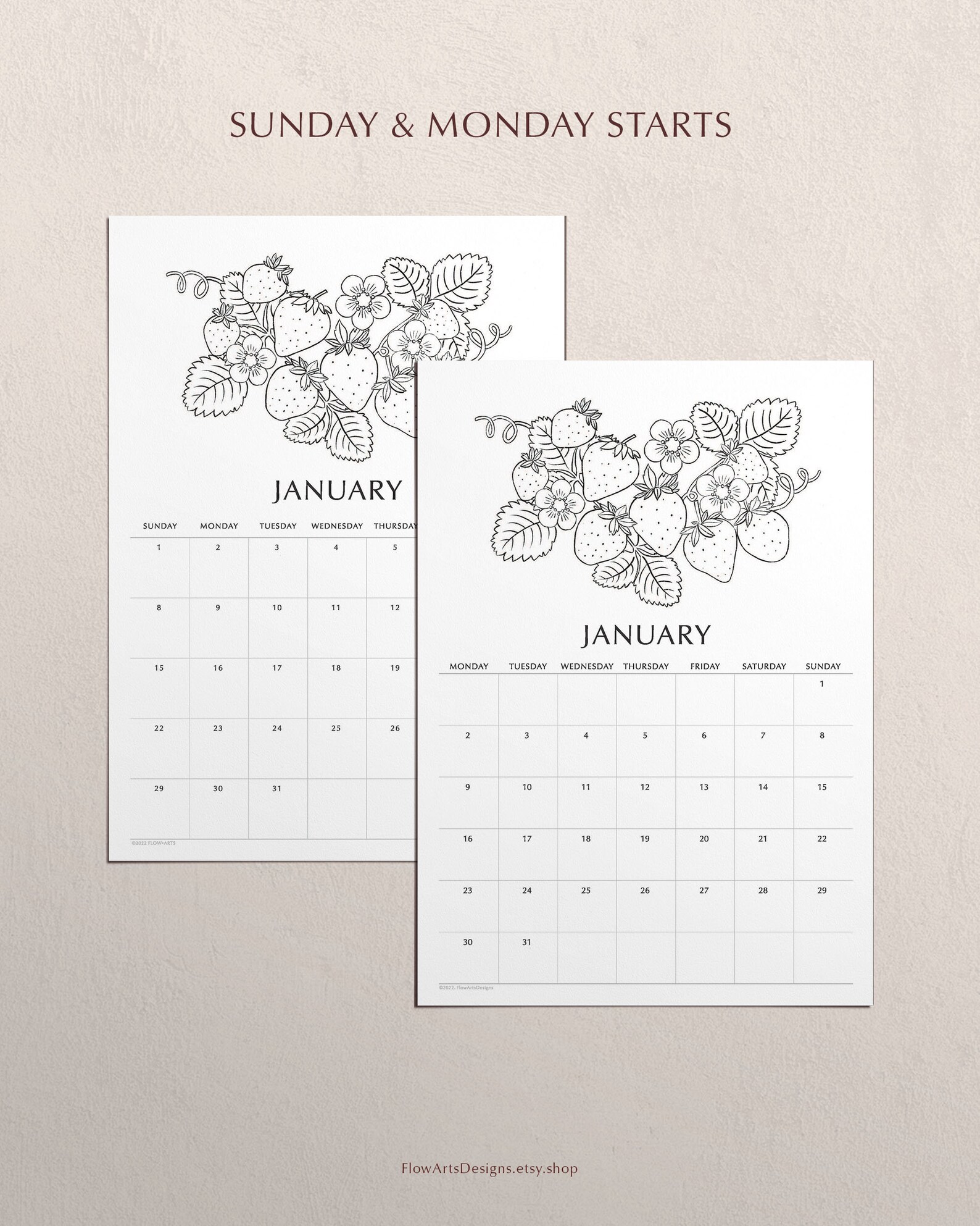 Coloring Calendar 2023 Printable for Kids Teens & Adults - Etsy