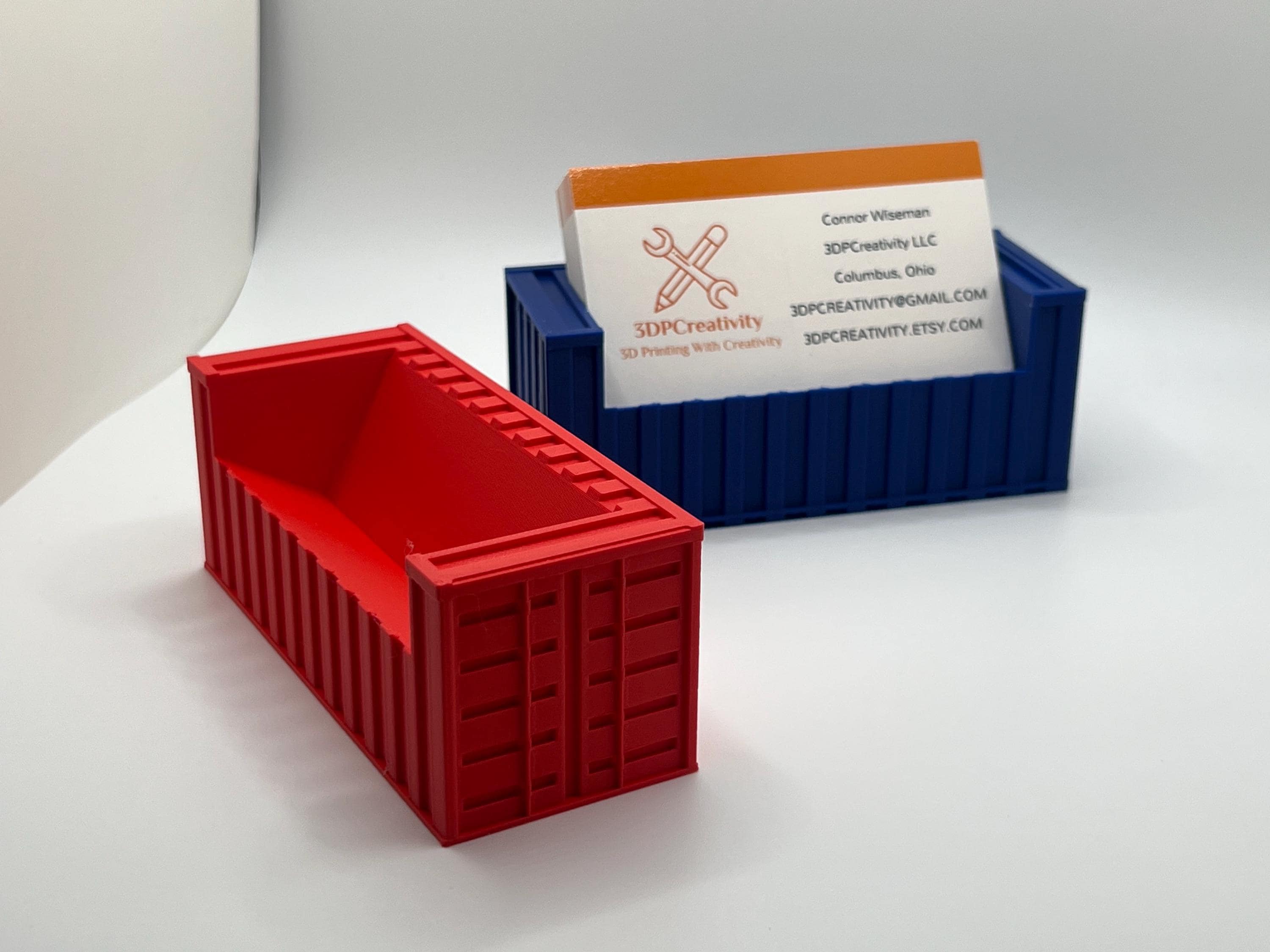 Mini Shipping Container Business Card Holder, 3D Printed Desk Organizer ...
