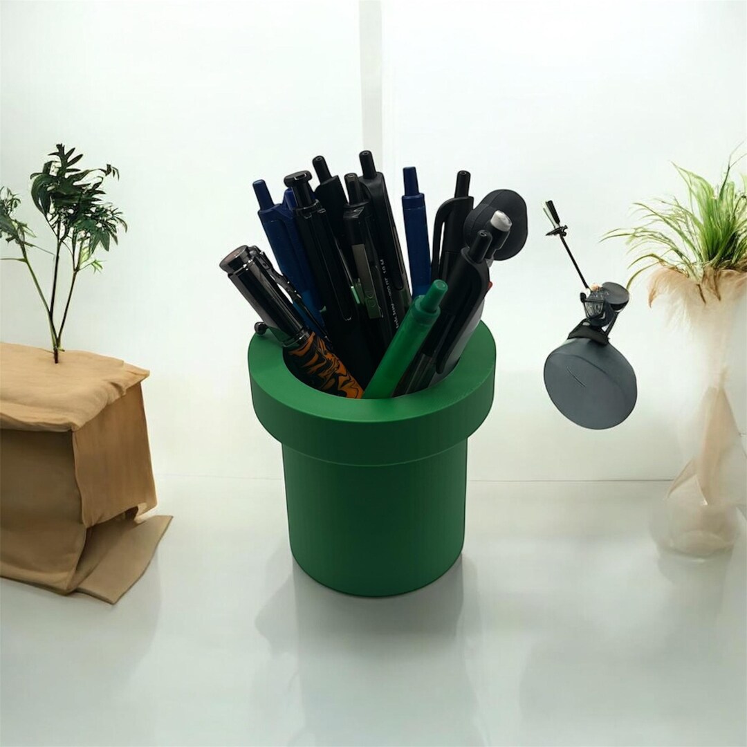 Super Mario Green Pipe Pen & Pencil Holder, Mario Bros Desk Organizer ...