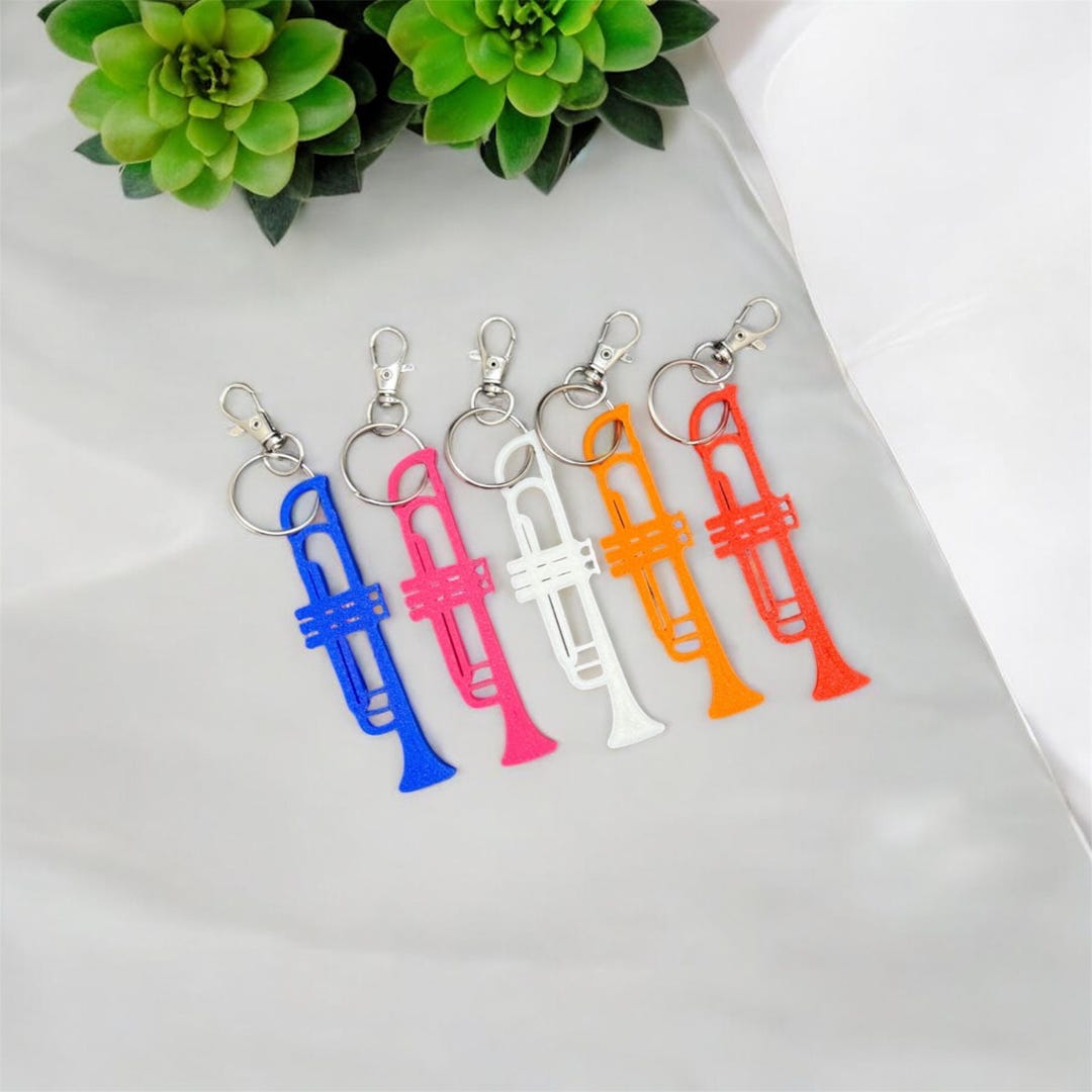 3D Printed Trumpet Keychain, Musical Instrument Keyring, Trumpet Player ...