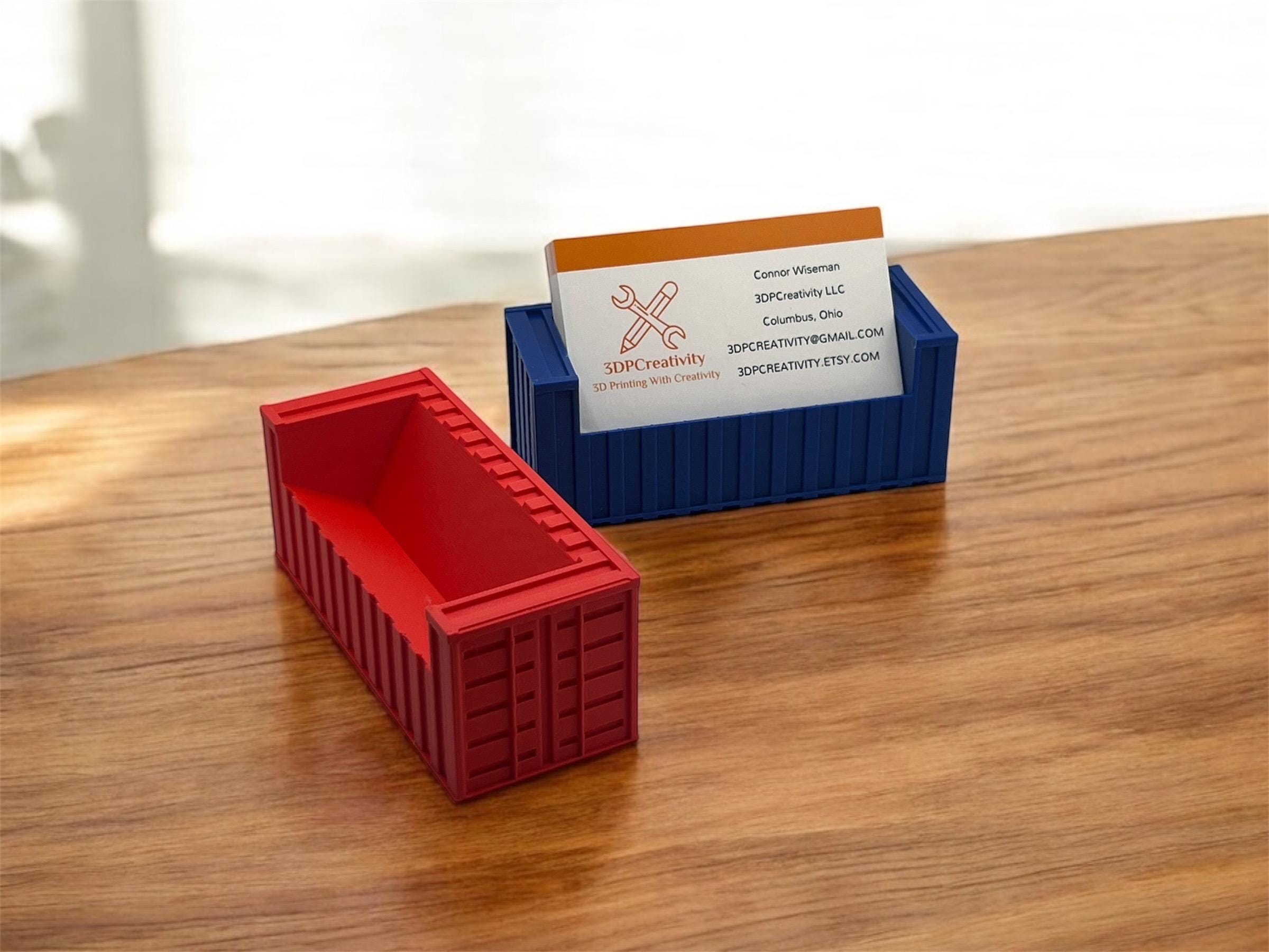 Mini Shipping Container Business Card Holder, 3D Printed Desk Organizer ...