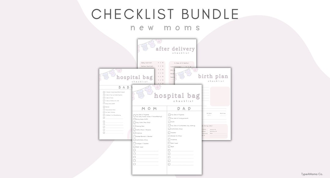 Hospital Bag Checklist New Mom Checklists Birth Plan - Etsy