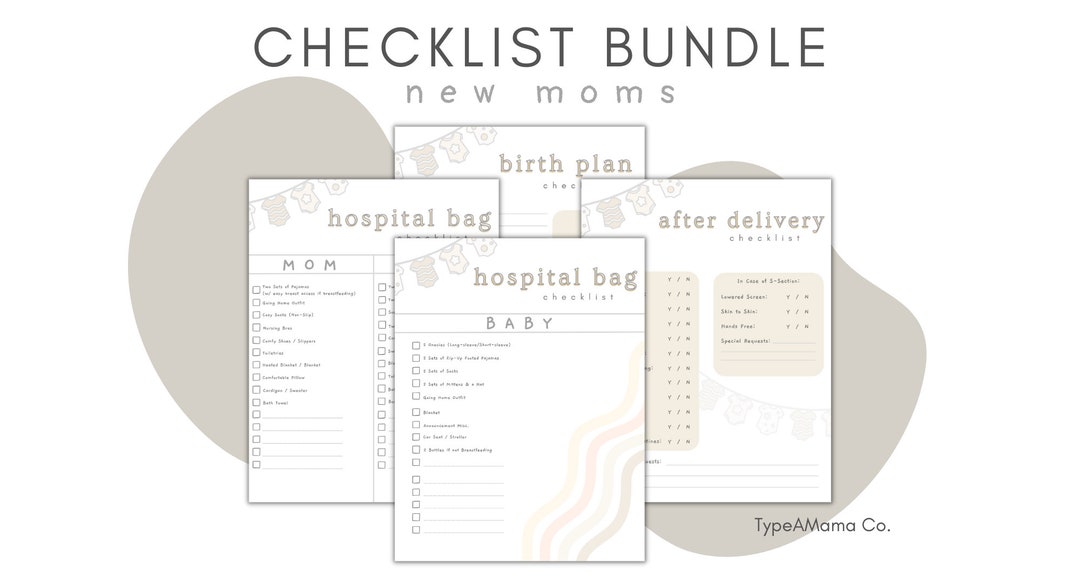 Hospital Bag Checklist, New Mom Checklists, Birth Plan Checklist ...