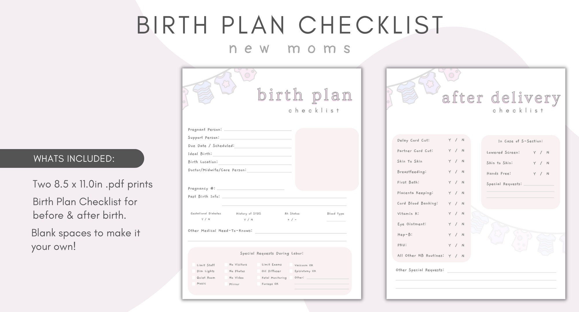 Birth Plan Checklist, New Mom Checklists, Birth Plan Printable ...