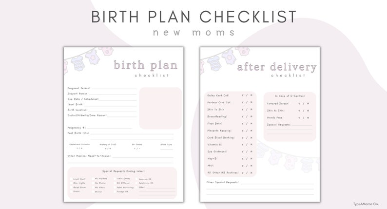 Birth Plan Checklist, New Mom Checklists, Birth Plan Printable ...