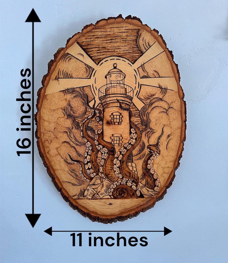Kraken Lighthouse Wood Burning Wall Decor - Etsy