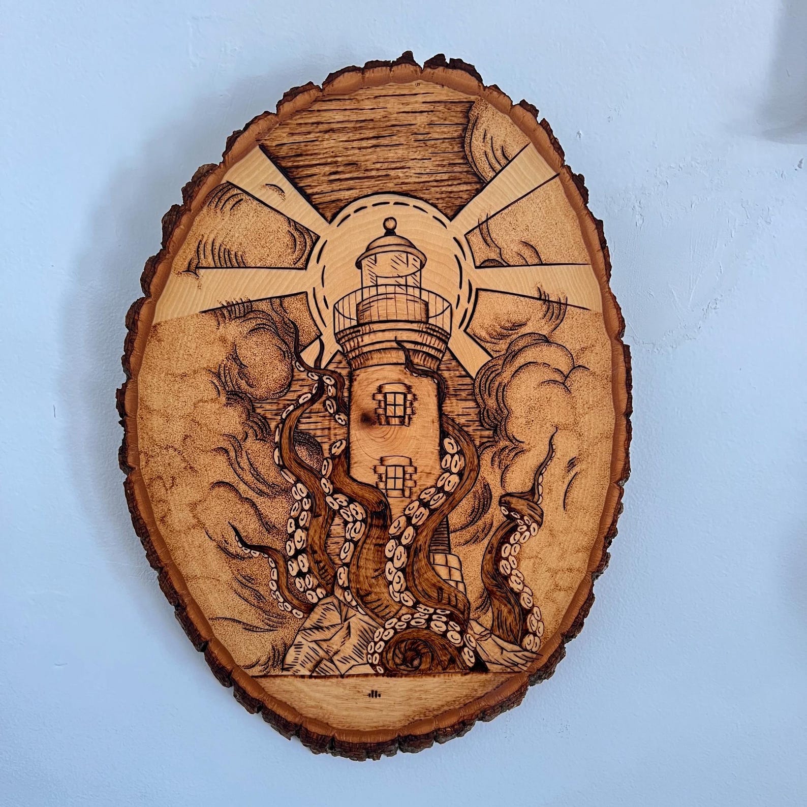 Kraken Lighthouse Wood Burning Wall Decor - Etsy