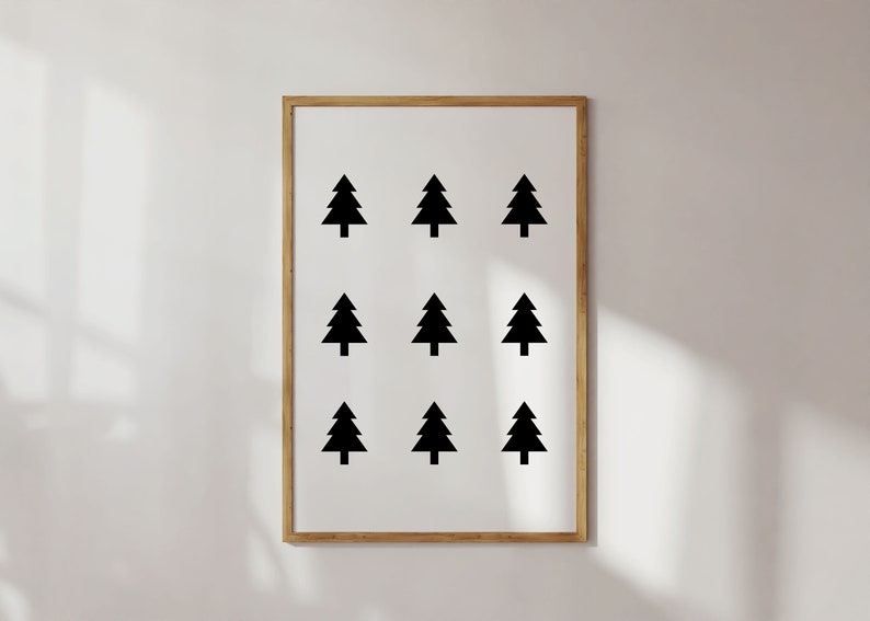Black and White Christmas Tree Print, Christmas Wall Art, Printable ...