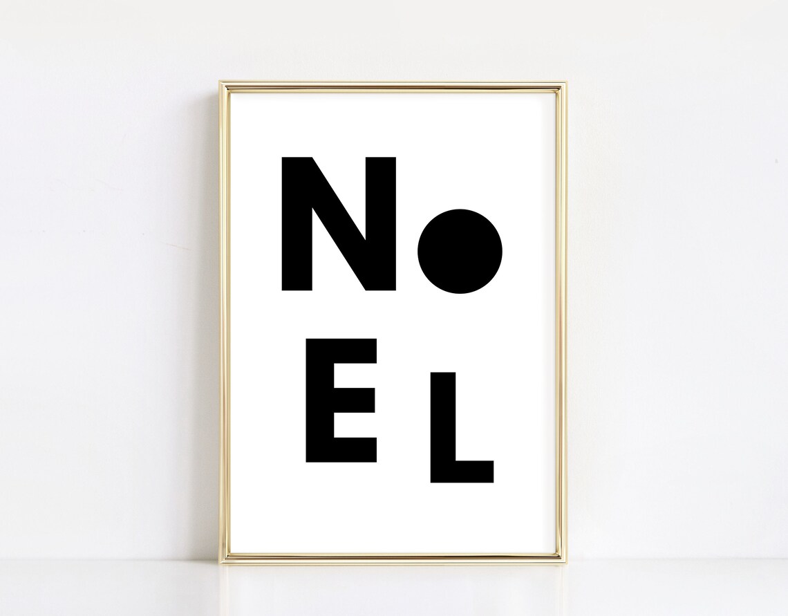 Black and White Noel Print, Christmas Wall Art, Printable Christmas ...