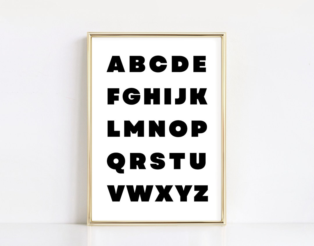 Alphabet Poster, ABC Printable, Black and White Alphabet, Neutral ...
