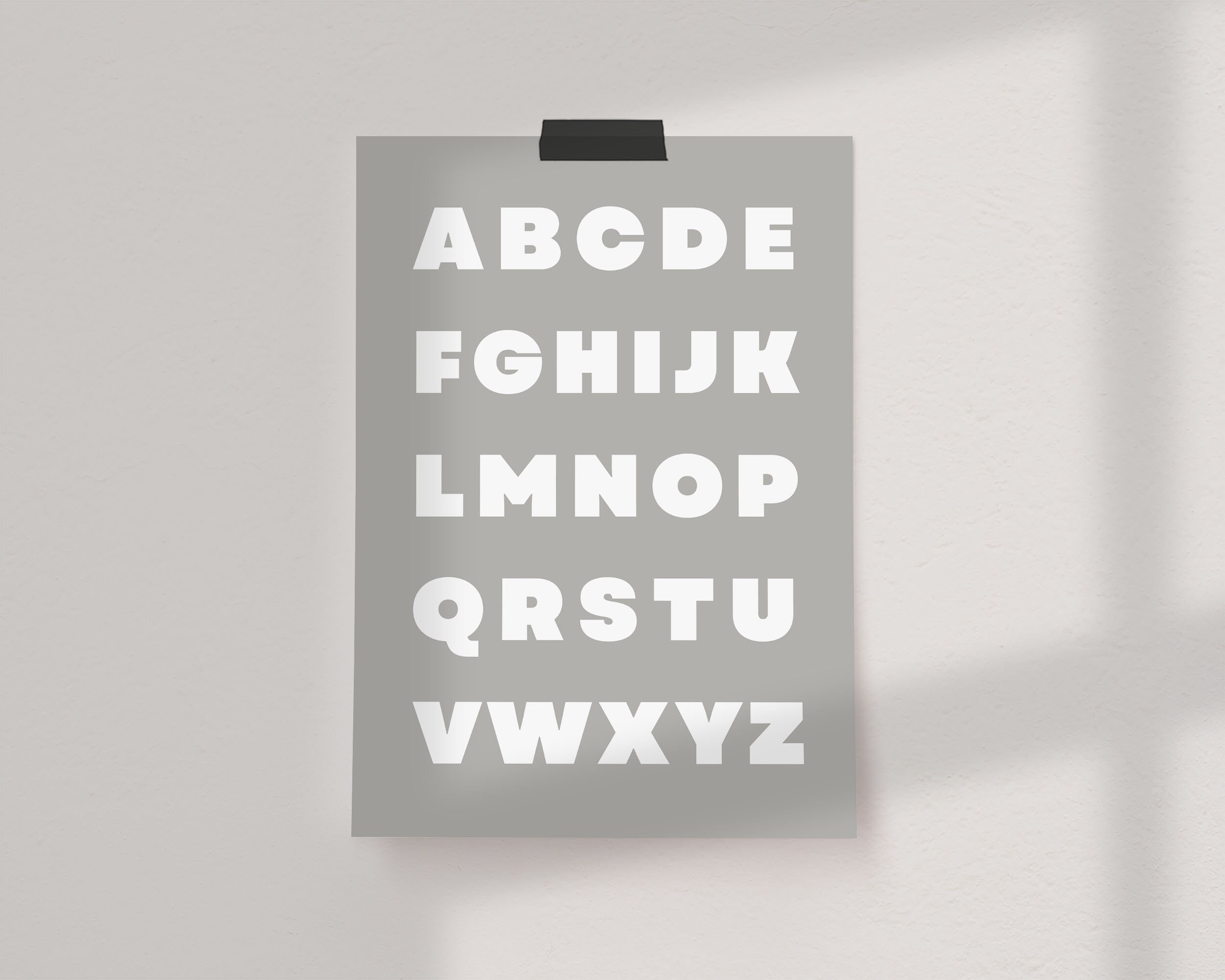 ABC Poster, Alphabet Printable, Gray and White Alphabet, Neutral ...