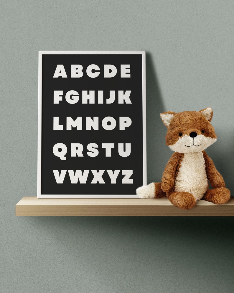 ABC Poster, Alphabet Printable, Black and White Alphabet, Neutral ...