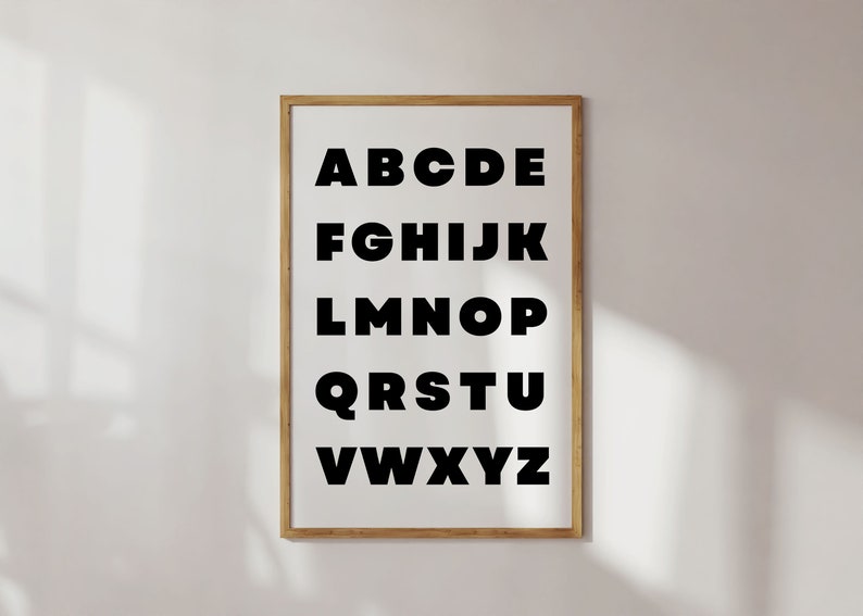 Alphabet Poster, ABC Printable, Black and White Alphabet, Neutral ...